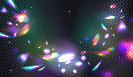Rainbow crystal light leak flare diamond Vector Image