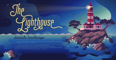 Abstract landscape with lighthouse and sailboat Vector Image
