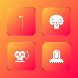 Set skull medieval hood halberd and torch flame Vector Image