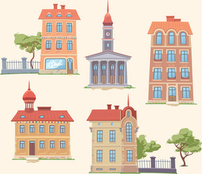 Old town buildings set Royalty Free Vector Image