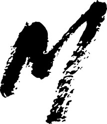 Hand painted letter m dry brush modern lettering Vector Image