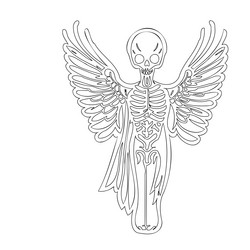 Skeleton angel outline sketch Royalty Free Vector Image