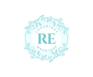 Re initials letter wedding monogram logos Vector Image