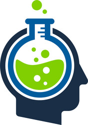 Head science lab logo icon design Royalty Free Vector Image