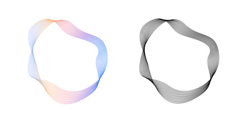 Abstract flowing wavy lines circle ring with neon Vector Image
