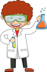 Scientist kids cartoon character with laboratory Vector Image