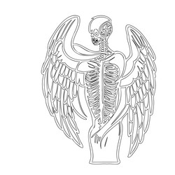 Skeleton angel outline sketch Royalty Free Vector Image