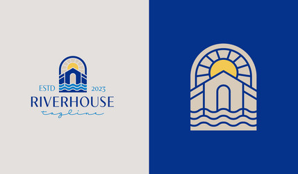 River house logo template universal creative Vector Image