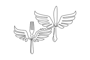 Single continuous line drawing food fork Vector Image