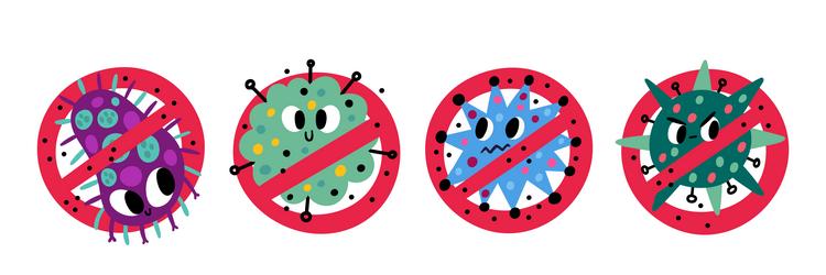 Stop bacteria sign crossed circle warning Vector Image