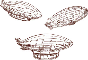 Airship sketch flying style Royalty Free Vector Image