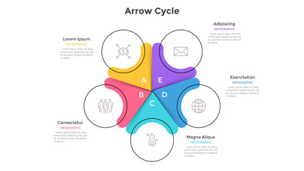 Circle divided into five parts template for cycle Vector Image
