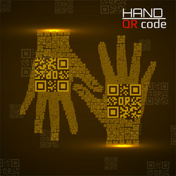 Qr code hand silhouette human hand with code Vector Image