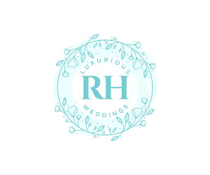 Rh initials letter wedding monogram logos Vector Image