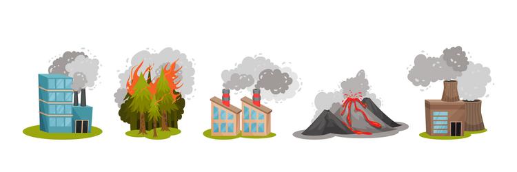 Set images air pollution sources Royalty Free Vector Image