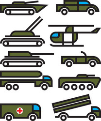 Military infographic vehicles world map Royalty Free Vector