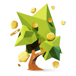3d money coin tree isolated Royalty Free Vector Image