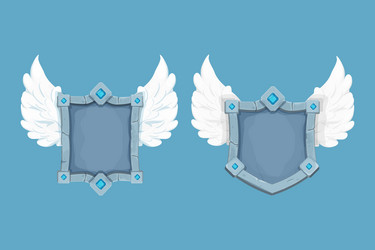 Stone shield frame with gemstones award ribbon Vector Image