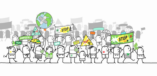 Protesting crowd horizontal banners Royalty Free Vector
