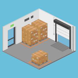 Isometric storage room warehouse with parcels Vector Image