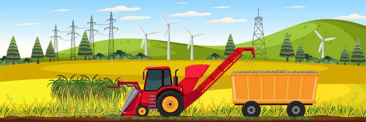Farm harvesting sugar cane Royalty Free Vector Image