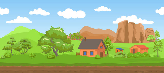 Seamless cartoon country landscape Royalty Free Vector Image