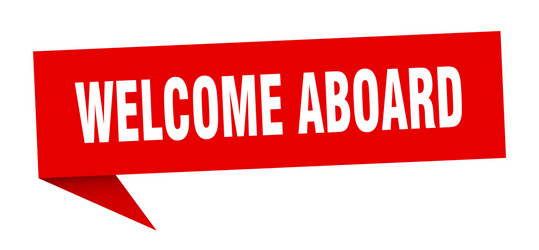 Welcome aboard sticker welcome aboard label Vector Image