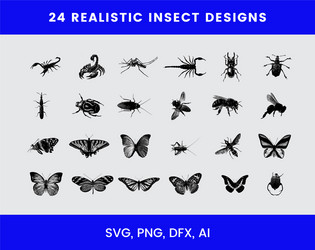 24 insect designs Royalty Free Vector Image - VectorStock