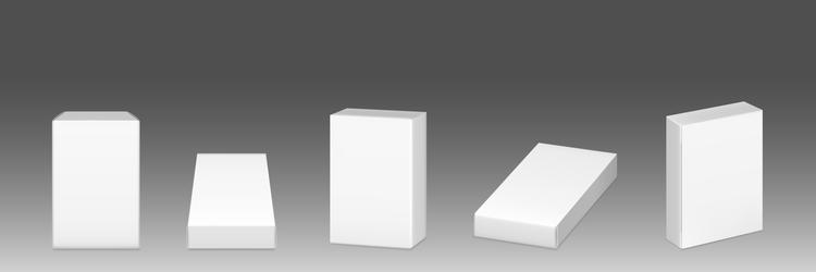 Realistic set of white cardboard boxes Royalty Free Vector