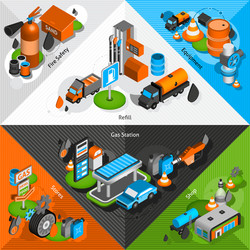 Oil and gas petroleum refining isometric pictures Vector Image