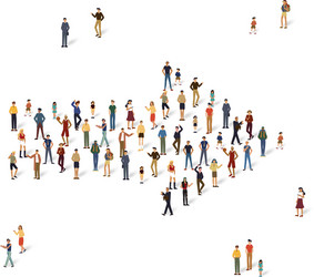 Gathering people group top view walking men Vector Image