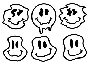 Melting or dripping smiles happy doodle Royalty Free Vector