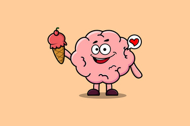 Cute brain cartoon hold fire torch Royalty Free Vector Image