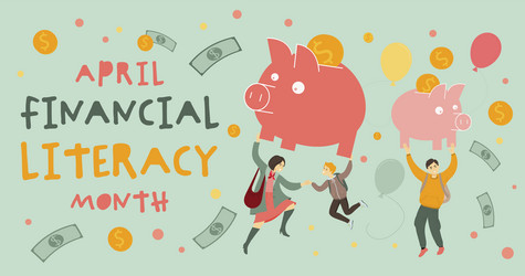 Financial literacy month horizontal banner Vector Image
