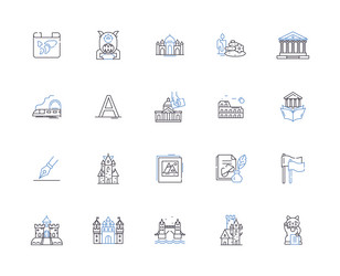 History outline icons collection past timeline Vector Image