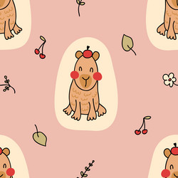 Hand drawn chibi opossum seamless pattern perfect Vector Image