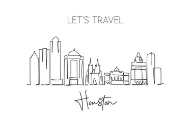 One continuous line drawing houston city skyline Vector Image