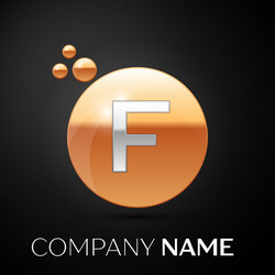 Golden letter f logo in silver pixel triangle Vector Image