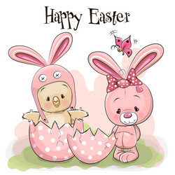 Chick and rabbit Royalty Free Vector Image - VectorStock