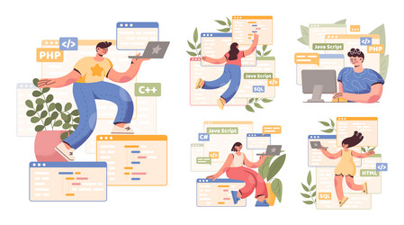 People Coding Vector Images (over 14,000)