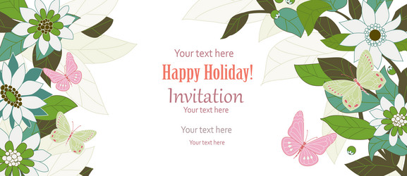 A horizontal invitation card with borders Vector Image