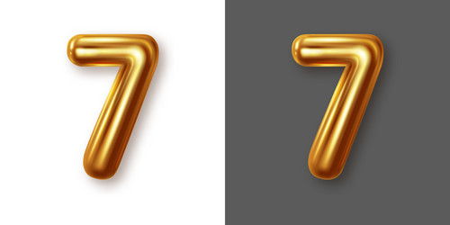 Golden symbol for number 7 on a white background Vector Image