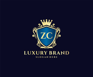 Zc initial letter gold calligraphic feminine Vector Image