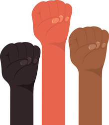 Fist sign with hands different types skins Vector Image