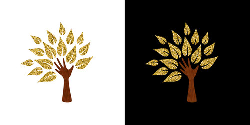 Gold glitter tree of life concept symbol art Vector Image