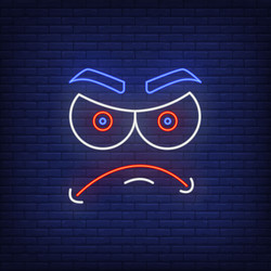 Scared emoticon neon sign Royalty Free Vector Image