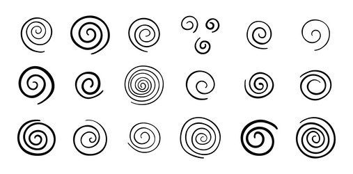 Hand drawn doodle spiral set drawing line spirals Vector Image