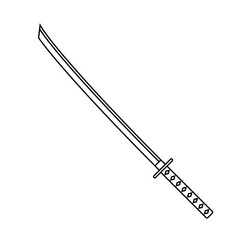 Katana sword with scabbard outline icon Royalty Free Vector