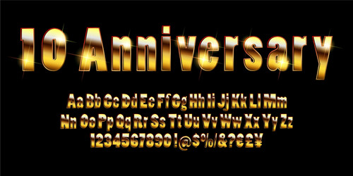 Golden hand lettering alphabet design on green Vector Image