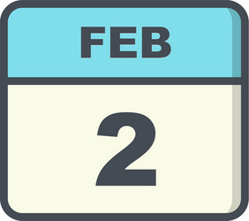 February 2nd date on a single day calendar Vector Image
